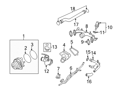 13050-JA11A Genuine Nissan #13050JA11A Gasket-Water Inlet