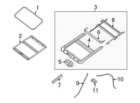 91306-JB11A Genuine Nissan 91306JB11A Rail Complete-SUNROOF