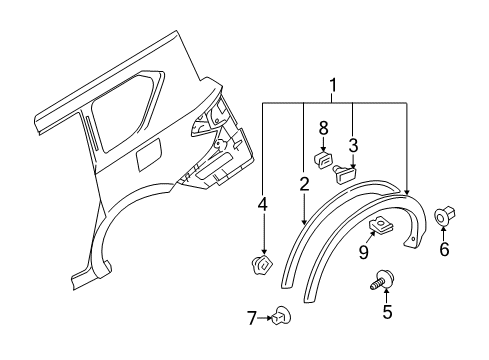 93828-1LA2C Genuine Nissan #938281LA2C FENDER-OVER, REAR RH