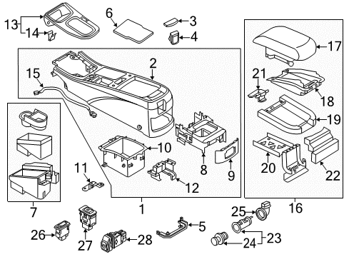 96920-5Y701 Genuine Nissan #969205Y701 Lid-Console Box