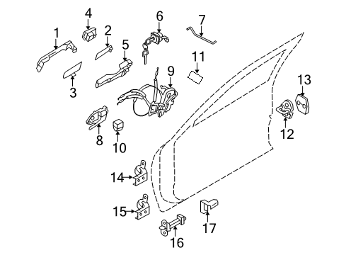 80570-AA300 Genuine Nissan #80570AA300 STRIKER Assembly-Fr