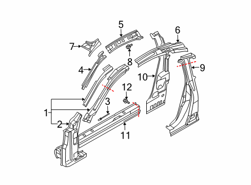 76230-AM800 Genuine Nissan #76230AM800 Pillar Assembly-FRO