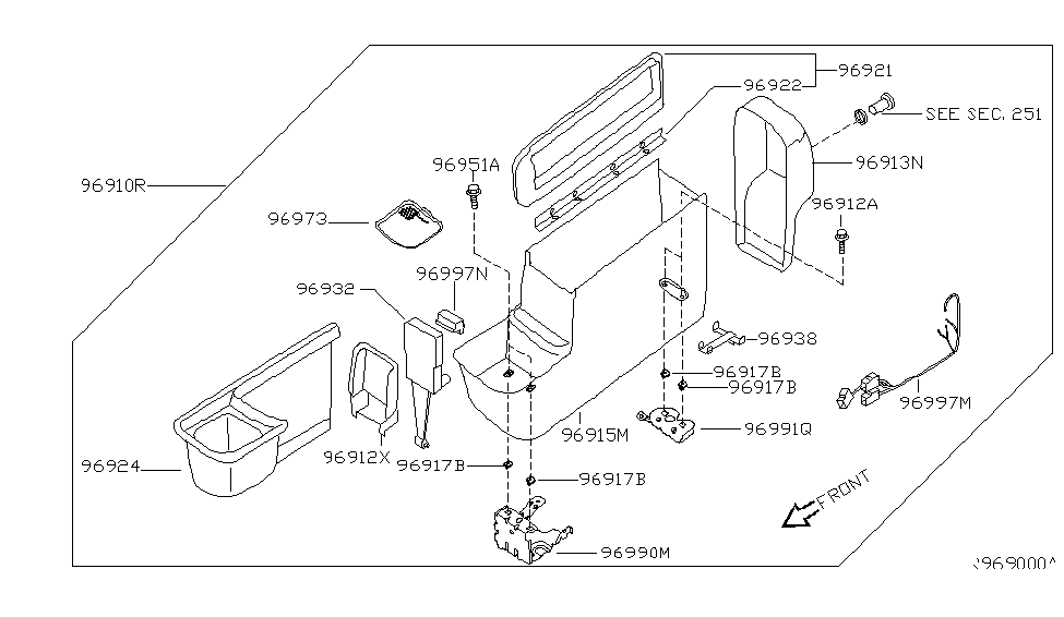 96950-2Z011 Genuine Nissan #969502Z011 Console Assembly Center