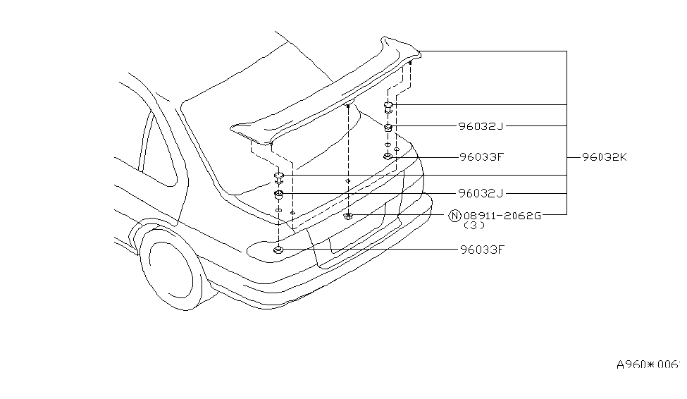 96030-8B925 Genuine Nissan #960308B925 Air Spoiler Kit Rear