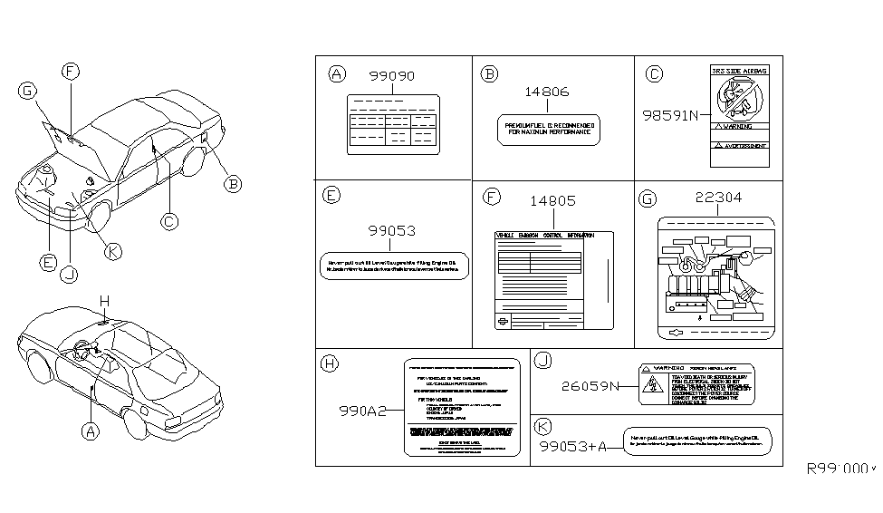 99053-ET100 | Genuine Nissan #99053-ET100 LABEL-OIL CAUTION