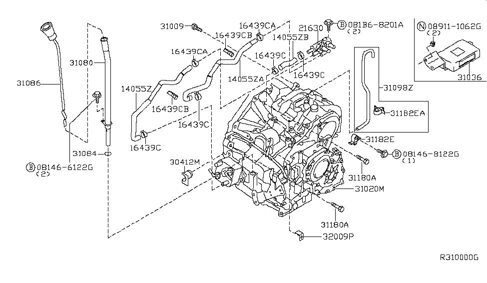 31080-CA00A | Genuine Nissan #31080-CA00A PIPE ASSY-OIL CHARGING