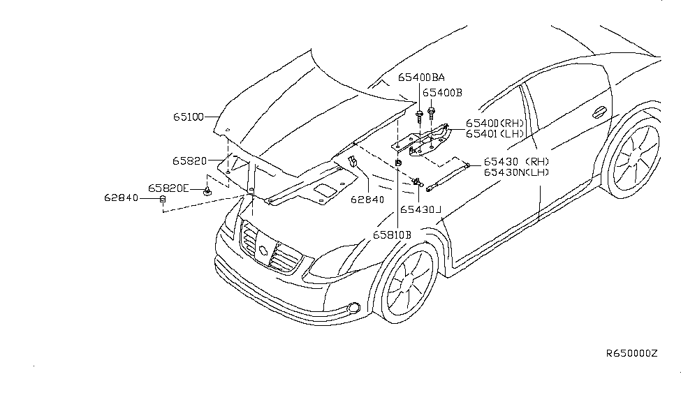 2008 Nissan Maxima Hood Panel,Hinge & Fitting - Nissan Parts Deal