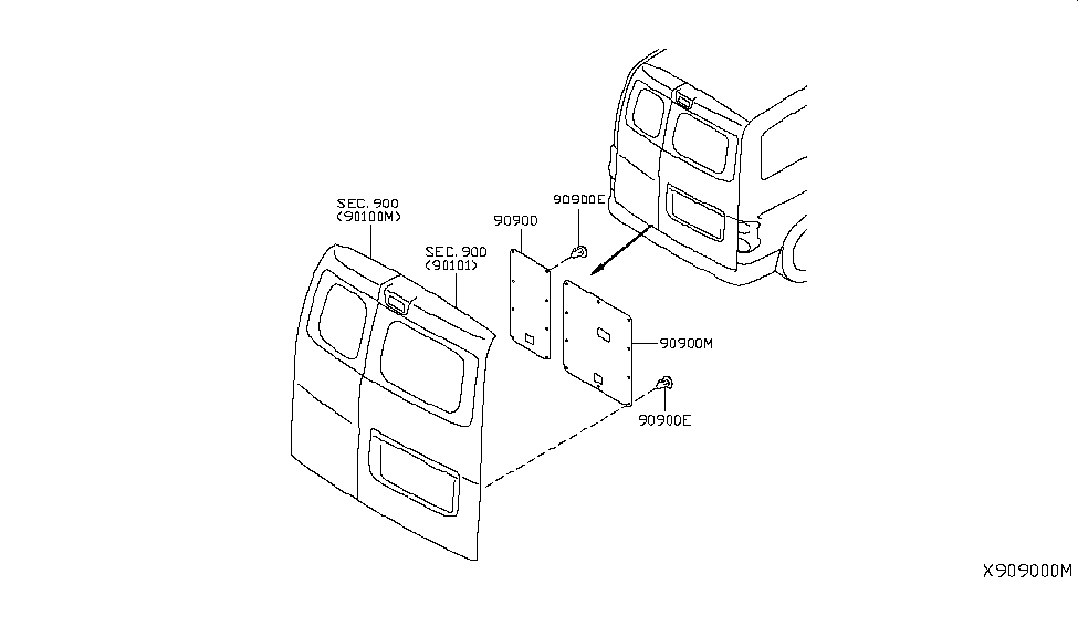 2019 Nissan NV200 Compact cargo Back Door Trimming