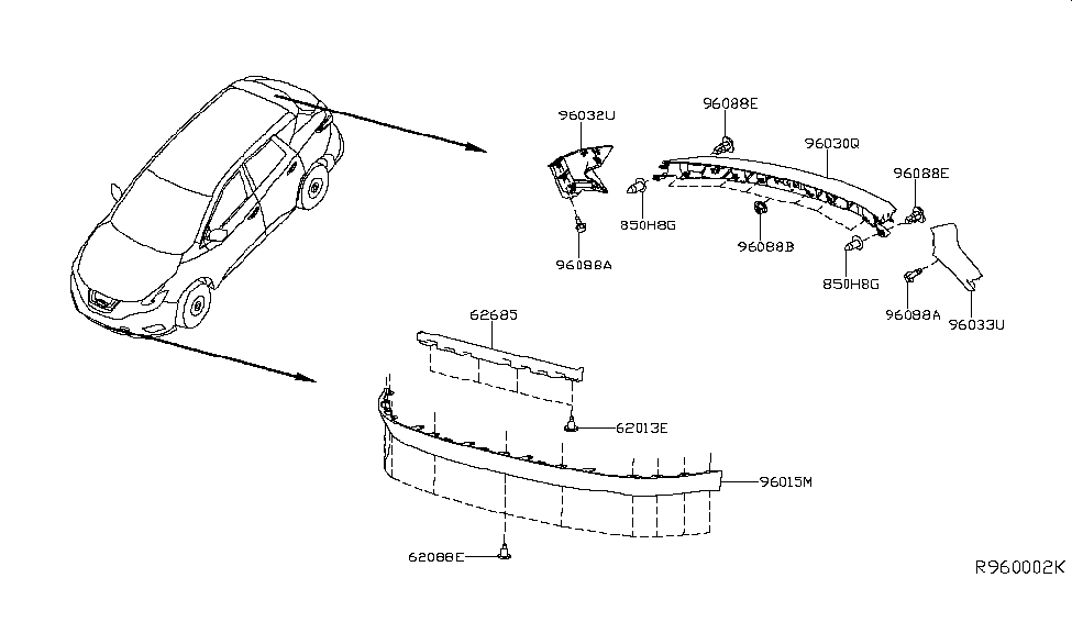 96015-5AA0A | Genuine Nissan #96015-5AA0A AIR SPOILER-FRONT