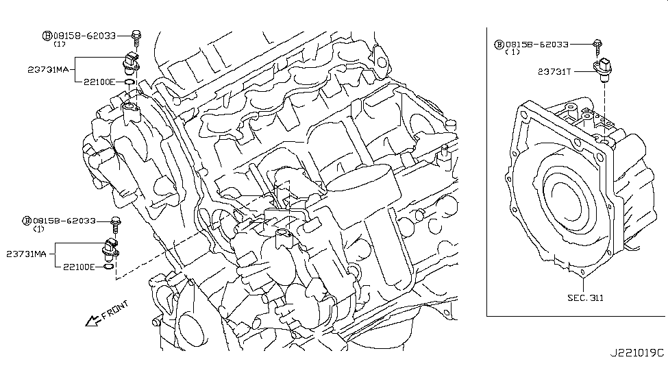 2018 Nissan Armada Distributor & Ignition Timing Sensor