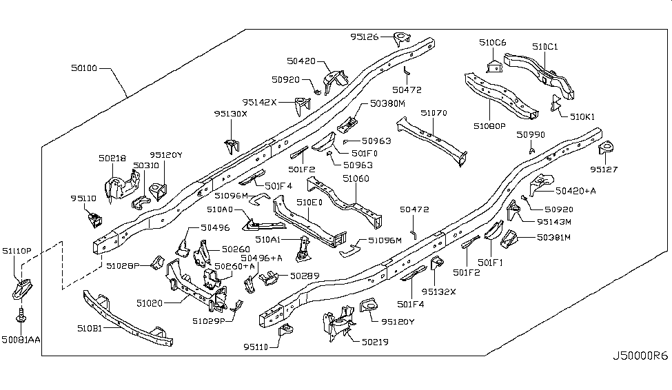 51070-6JF0A Genuine Nissan #510706JF0A Member Assy-7TH Cross