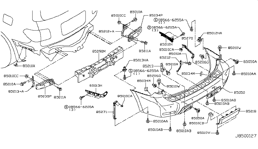 85022-5ZW0H | Genuine Nissan #85022-5ZW0H FASCIA-REAR BUMPER