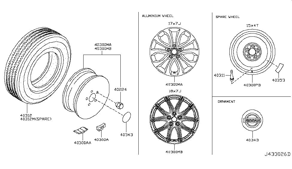 40300-EN077 Genuine Nissan #40300EN077 Spare Tire Wheel Assembly