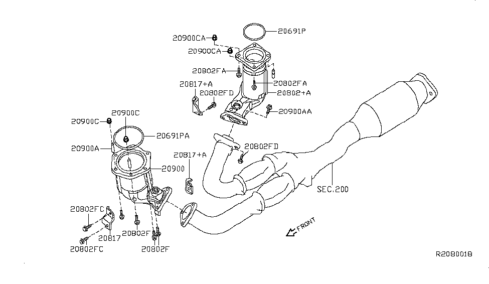 2010 Nissan Altima Sedan Catalyst Converter,Exhaust Fuel & URE In