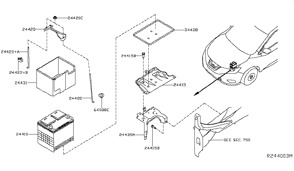 2018 Nissan Murano Battery & Battery Mounting - Nissan Parts Deal