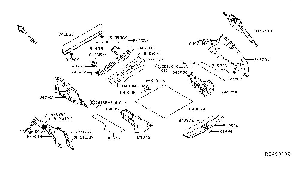 84975-5AA0A Genuine Nissan #849755AA0A Box Assy-Luggage Side,RH