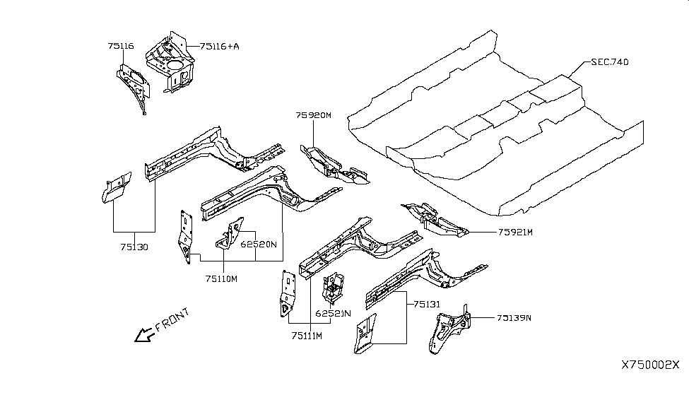G5110-5RLMA Genuine Nissan #G51105RLMA Member Assy-Front Side,RH
