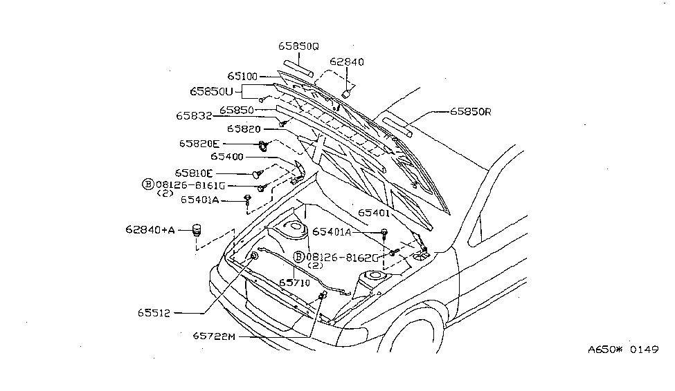 65829-50A00 | Genuine Nissan #65829-50A00 BUMPER-HOOD
