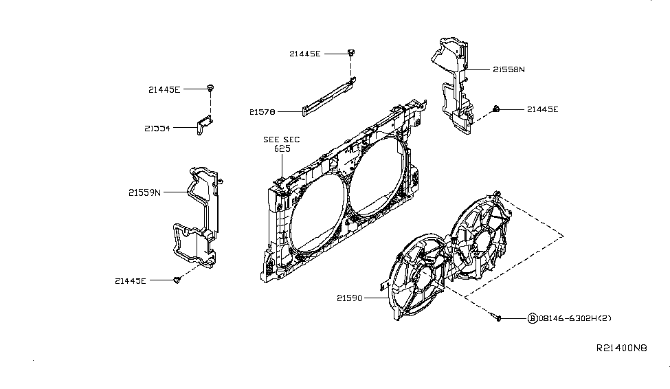 21554-6CA0A Genuine Nissan #215546CA0A Air Guide-Radiator