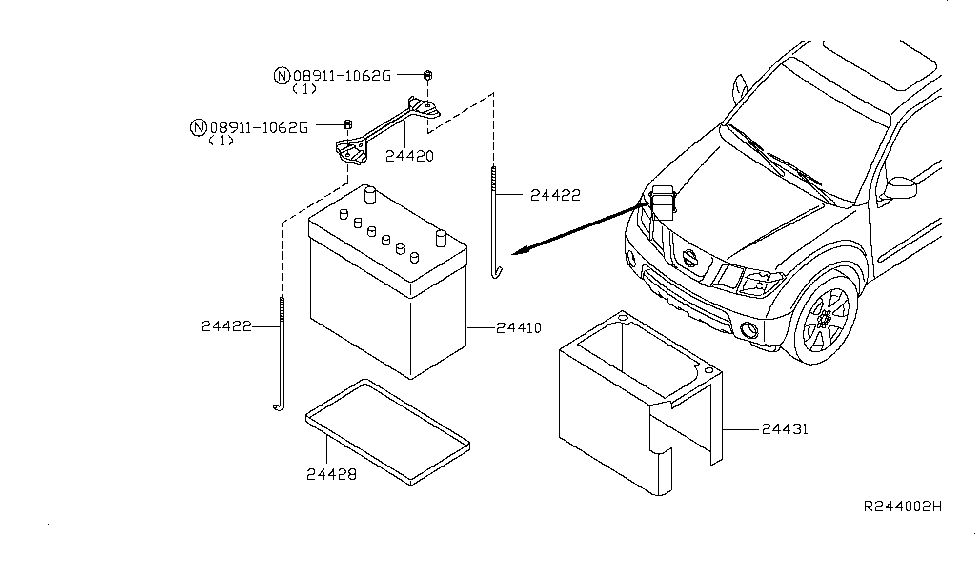 2012 Nissan Frontier Battery & Battery Mounting