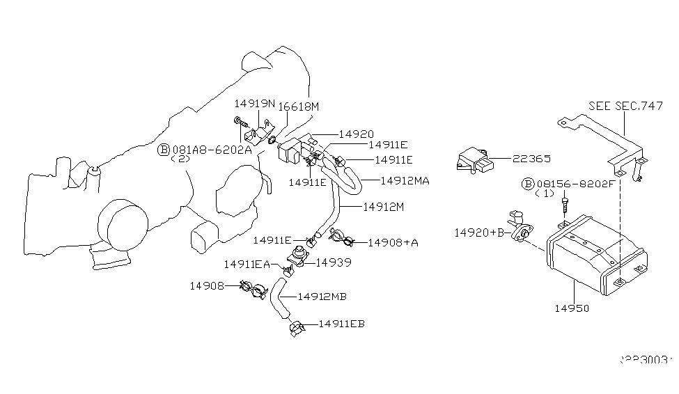 14919-EA000 Genuine Nissan #14919EA000 Adaptor PURGE