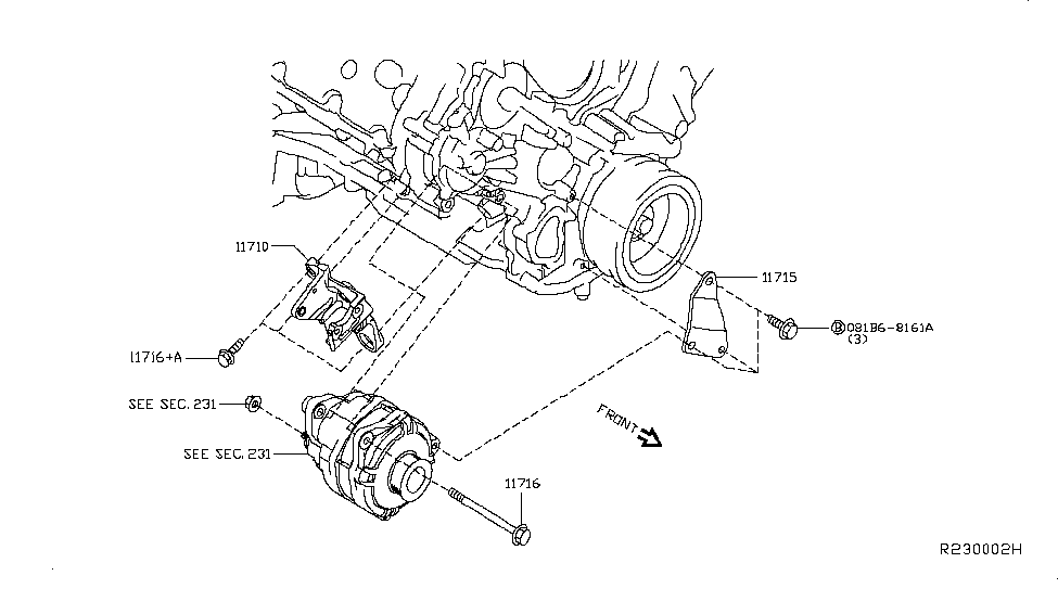 11710-EZ40A | Genuine Nissan #11710-EZ40A BRACKET-ALTERNATOR