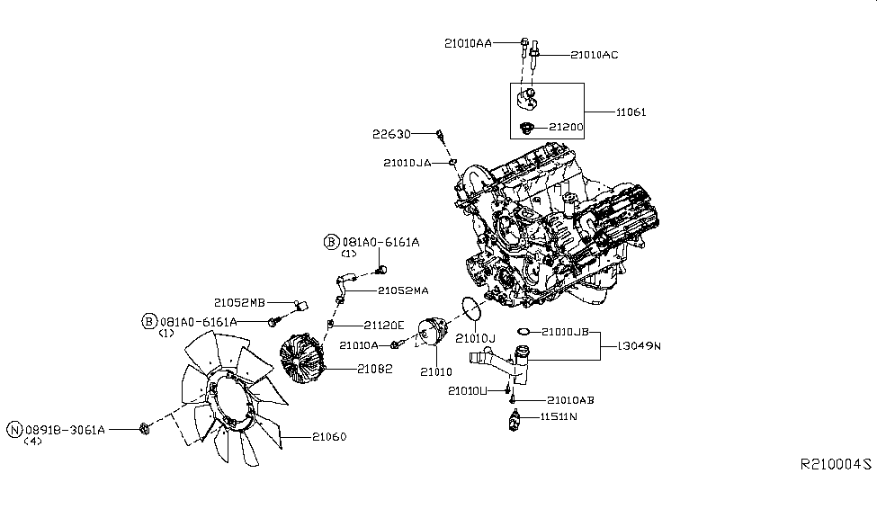 21046-EZ40A Genuine Nissan #21046EZ40A Bracket-Fan Pulley
