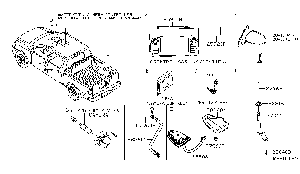 28419-EZ21B Genuine Nissan #28419EZ21B Camera Assembly-Side View
