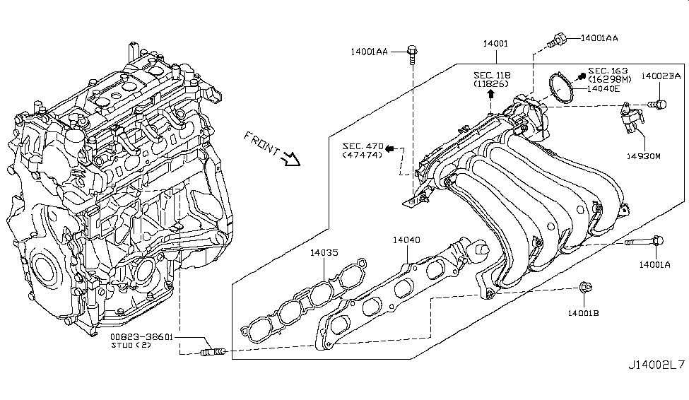 14035-ED800 | Genuine Nissan #14035-ED800 GASKET-MANIFOLD