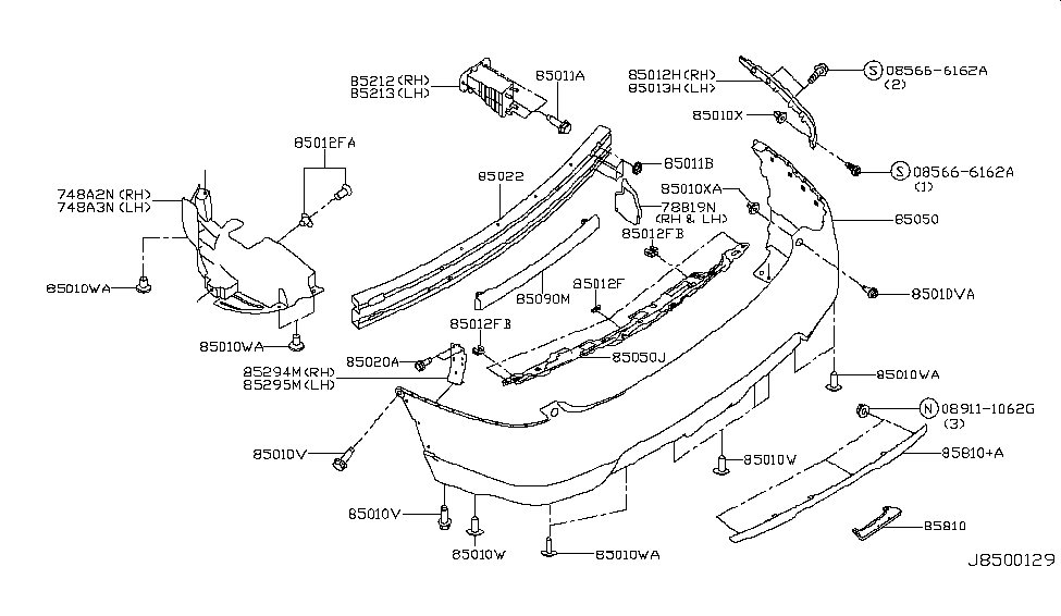 748A3-4BA0A Genuine Nissan #748A34BA0A Extension-Rear Floor,Front