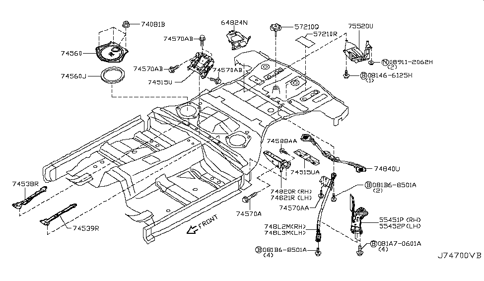 74539-1EA0A Genuine Nissan #745391EA0A Stay Assembly-Rear Pin