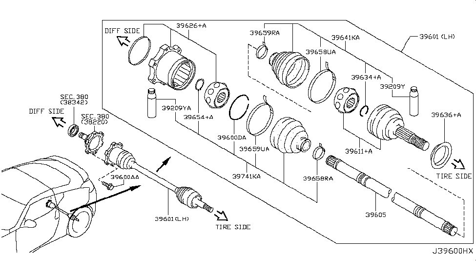 39211-1BA0A | Genuine Nissan #39211-1BA0A JOINT ASSY OUTER