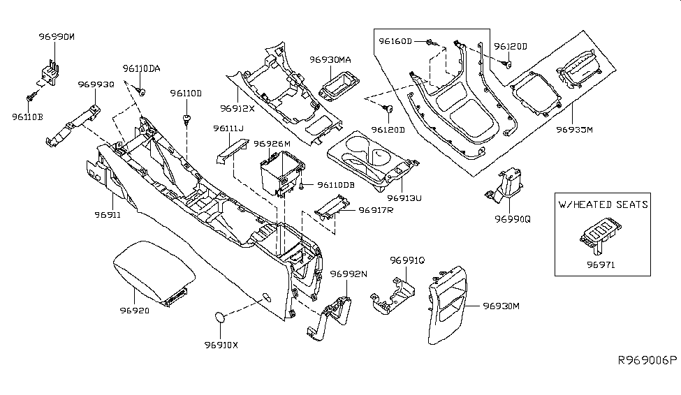 96935-9AN1C Genuine Nissan #969359AN1C Boot Assy-Console