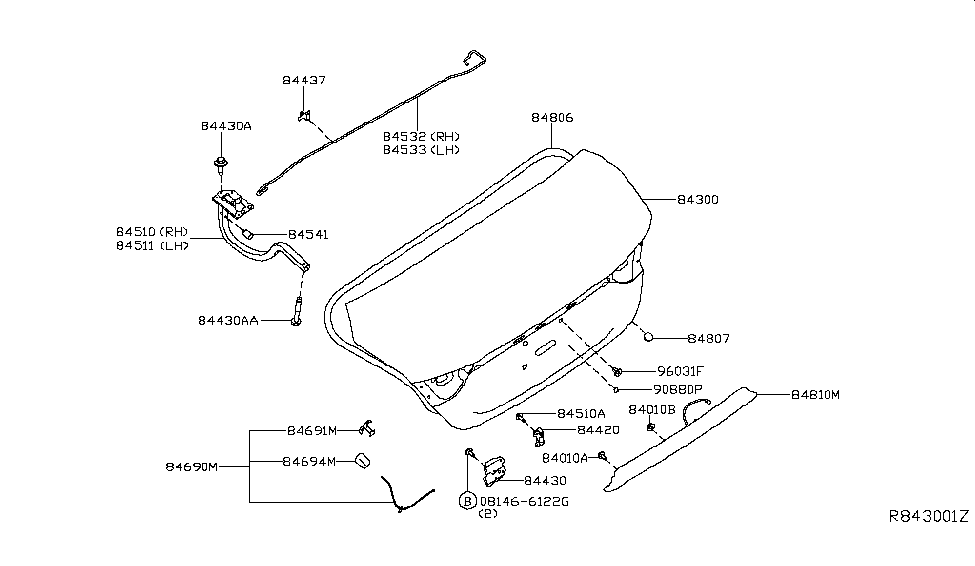 84810-4RA3A | Genuine Nissan #84810-4RA3A FINISHER ASSY-TRUNK LID