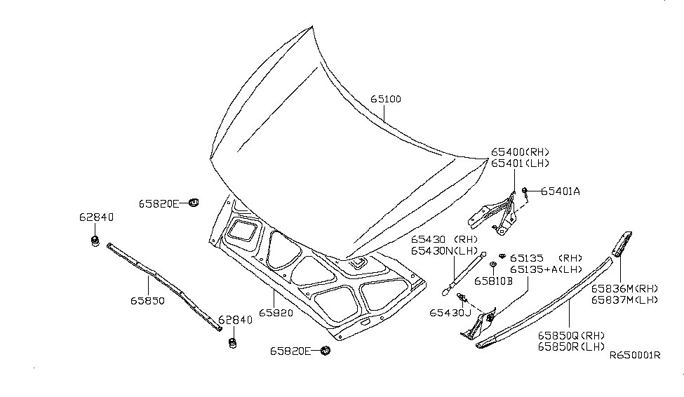 62840-7S00A | Genuine Nissan #62840-7S00A BUMPER-HOOD