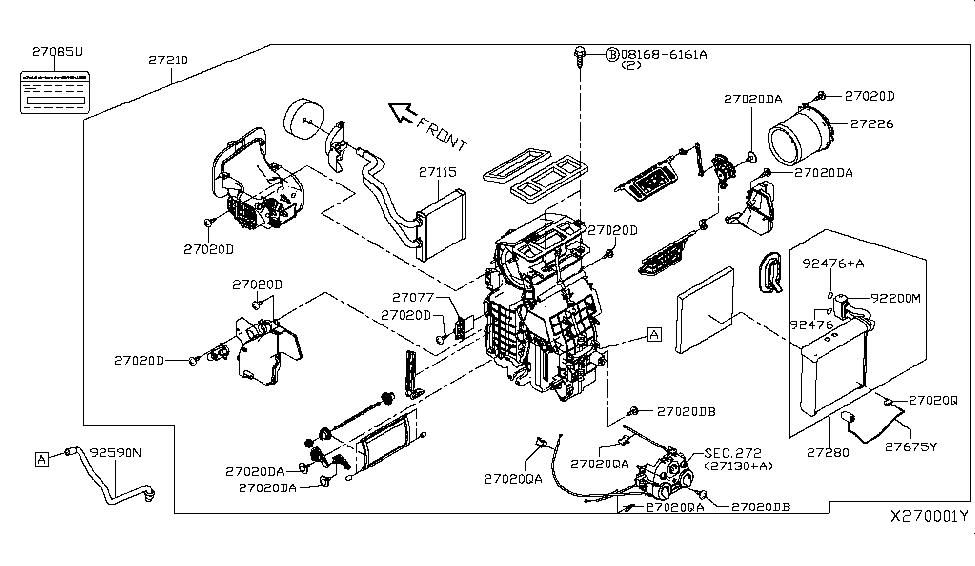 27280-1HS0B | Genuine Nissan #27280-1HS0B EVAPOLATOR ASSY-FRONT