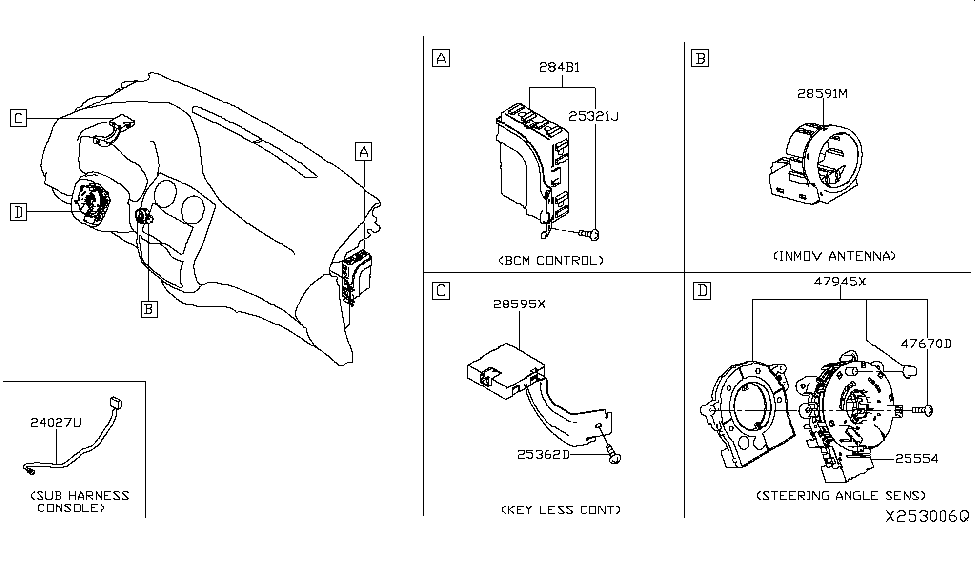 25554-3SH0A | Genuine Nissan #25554-3SH0A WIRE ASSY-STEERING