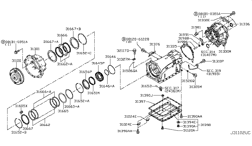 31506-1XJ1E Genuine Nissan #315061XJ1E Ring-Snap