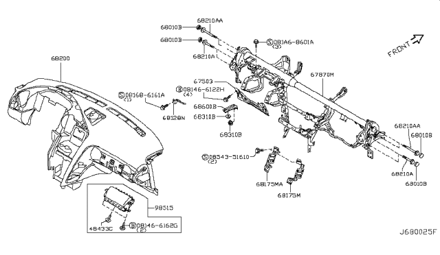 Instrument Panel,Pad & Cluster Lid - 2017 Nissan GT-R