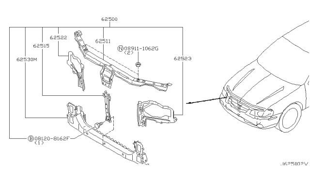 Front Apron & Radiator Core Support - 2003 Nissan Maxima