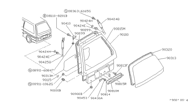 Back Door Panel & Fitting - 1990 Nissan Van